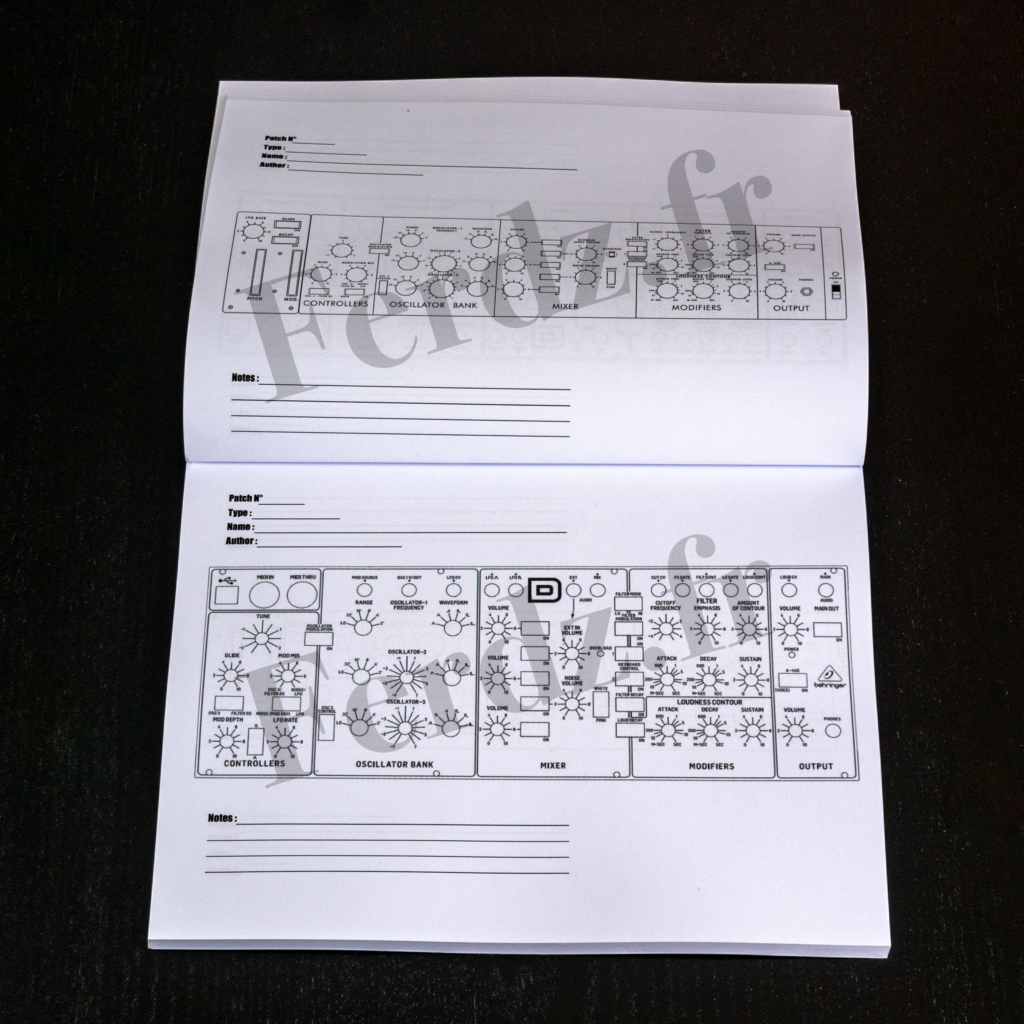 Blank Patch Book for Model D (Moog/Behringer) - Ferdz